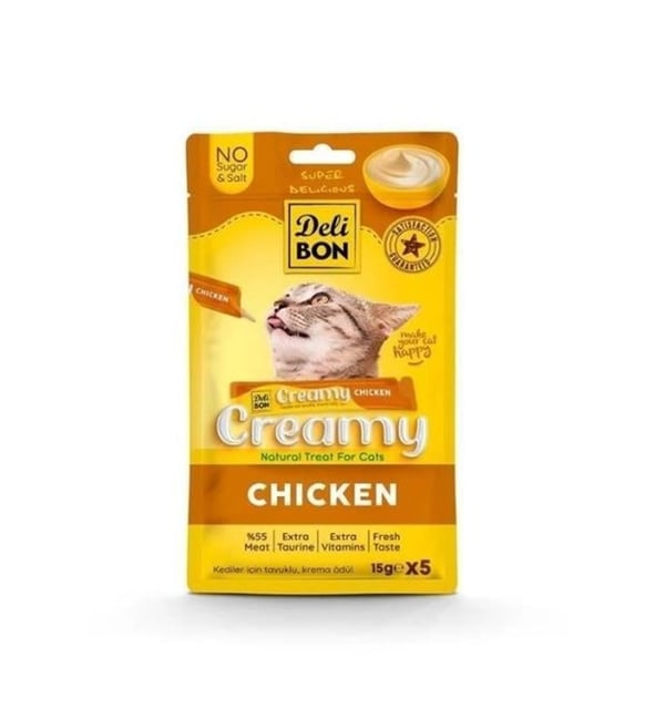Delibon Creamy Kedi Ödül Maması Tavuklu 15 gr 5li – Pati Dükkanı